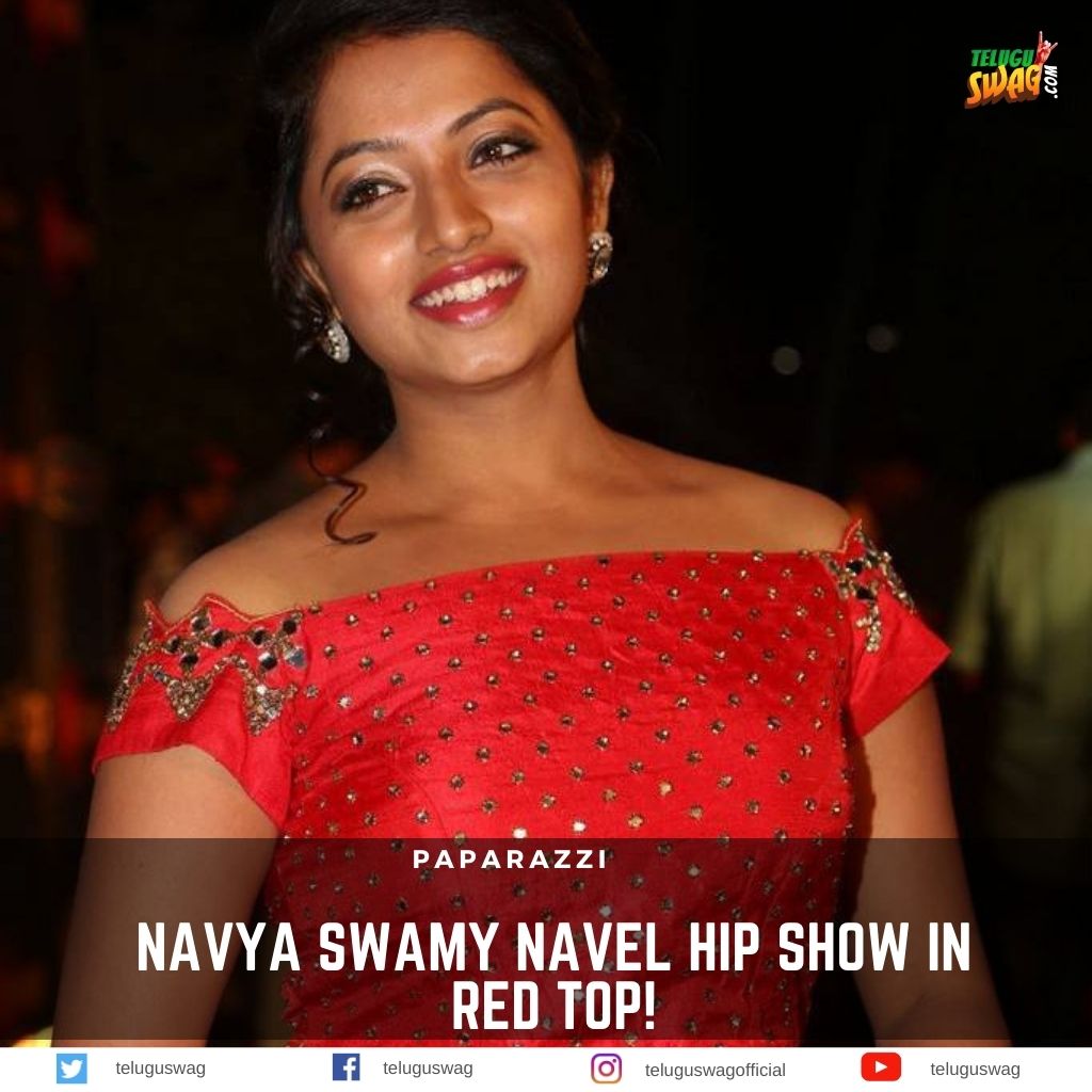 Navya Swamy Navel Hip Show In Red Top! | Telugu Swag