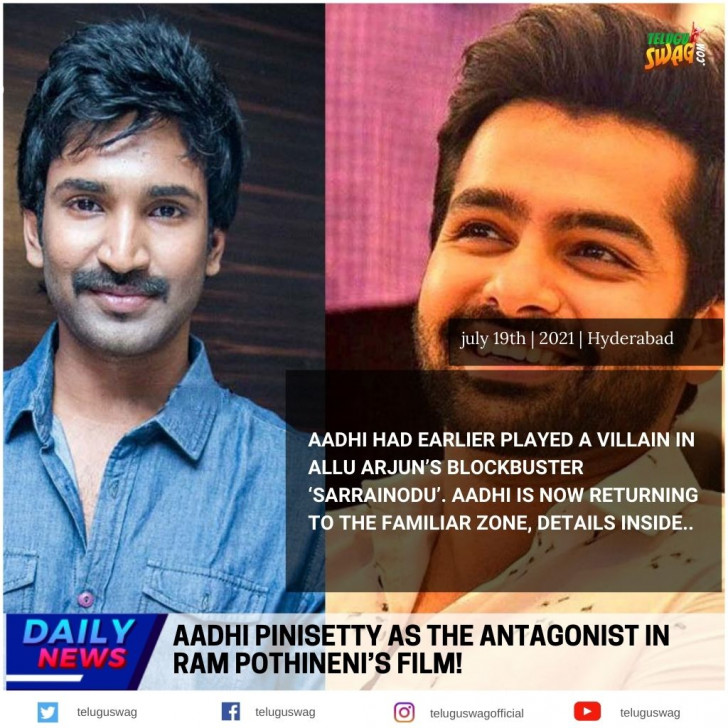 Aadhi Pinisetty as the antagonist in Ram pothineni’s film! | Telugu Swag