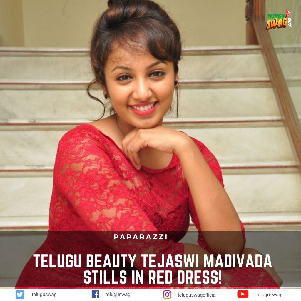 telugu beauty Tejaswi Madivada Stills in red dress! | Telugu Swag